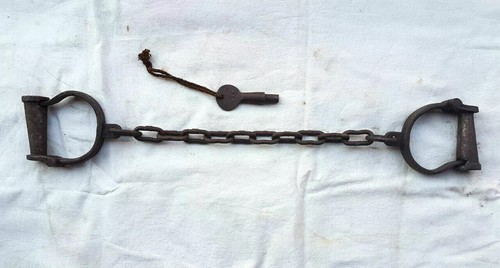 Antique- Iron Handcrafted Heavy Chain Leg Cuffs Lock Key Handcuff | eBay