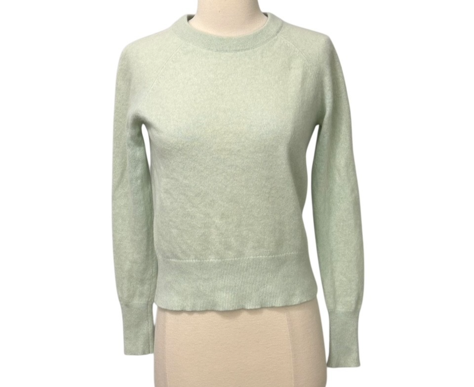 White + Warren Womens Cashmere Sweater Mint Green Cream Elevated Basic Size XS | eBay