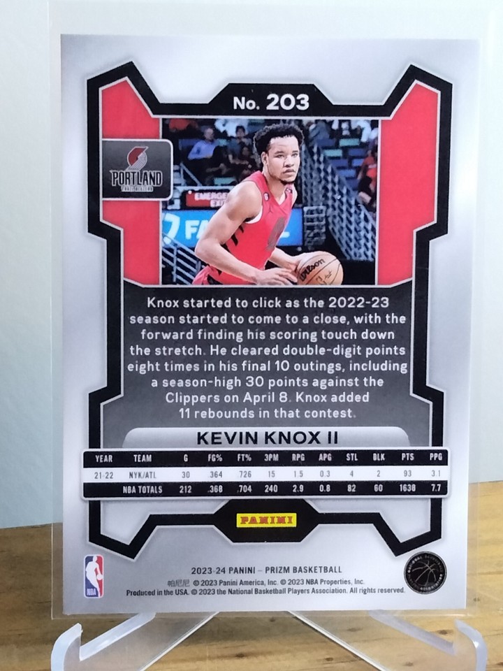 KEVIN KNOX II 2023-24 Panini PRIZM Basketball #203 Detroit Pistons PF ...