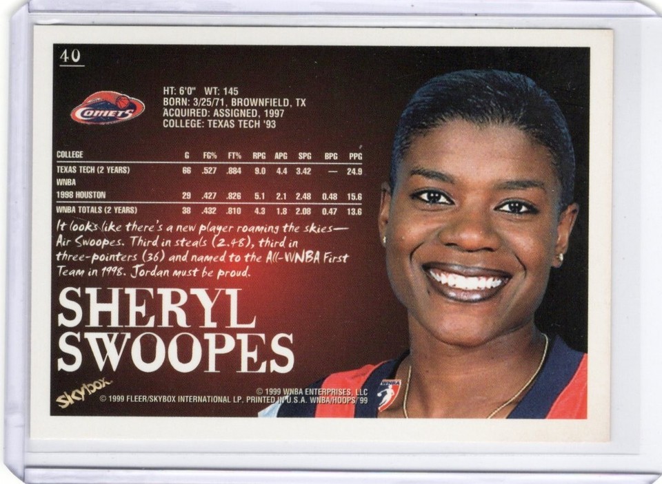 1999 Hoops WNBA #40 Sheryl Swoopes FREE SHIP | eBay