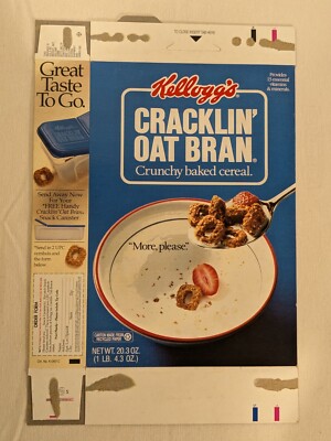 Kellogg's Cracklin' Oat Bran Empty Cereal Box Flat - VINTAGE! | eBay
