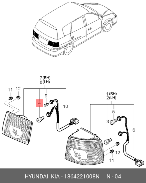 Genuine OE Bulb Headlamp 1864221008N For Kia 186422-1008N online kaufen ...