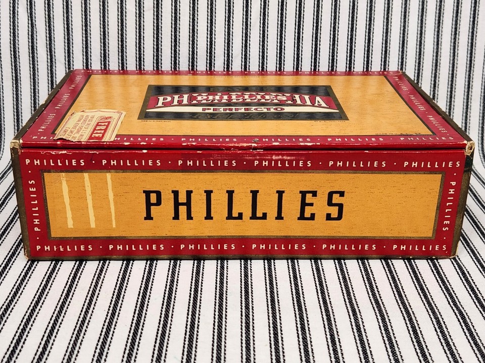 Vtg. Cigar Box - PHILLIES "Perfecto" (c. 1951) RARE "NEW FEATURES ...