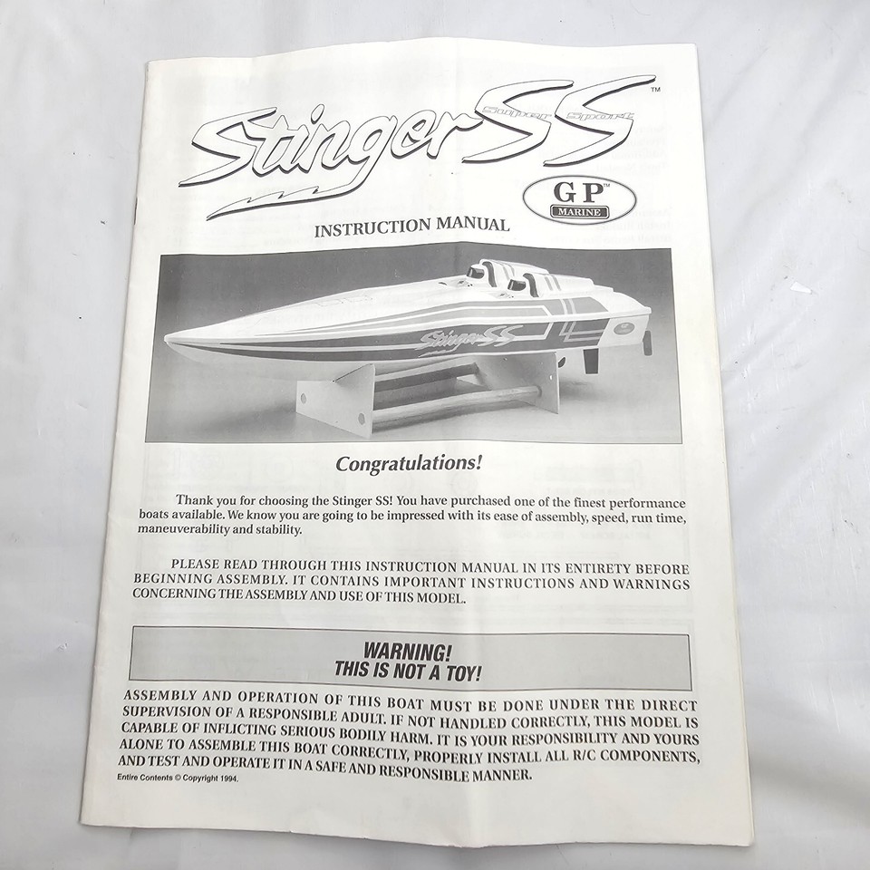 GP Marine Stinger SS Super Sport RC Boat 24" W/ Charger & Transmitter ...