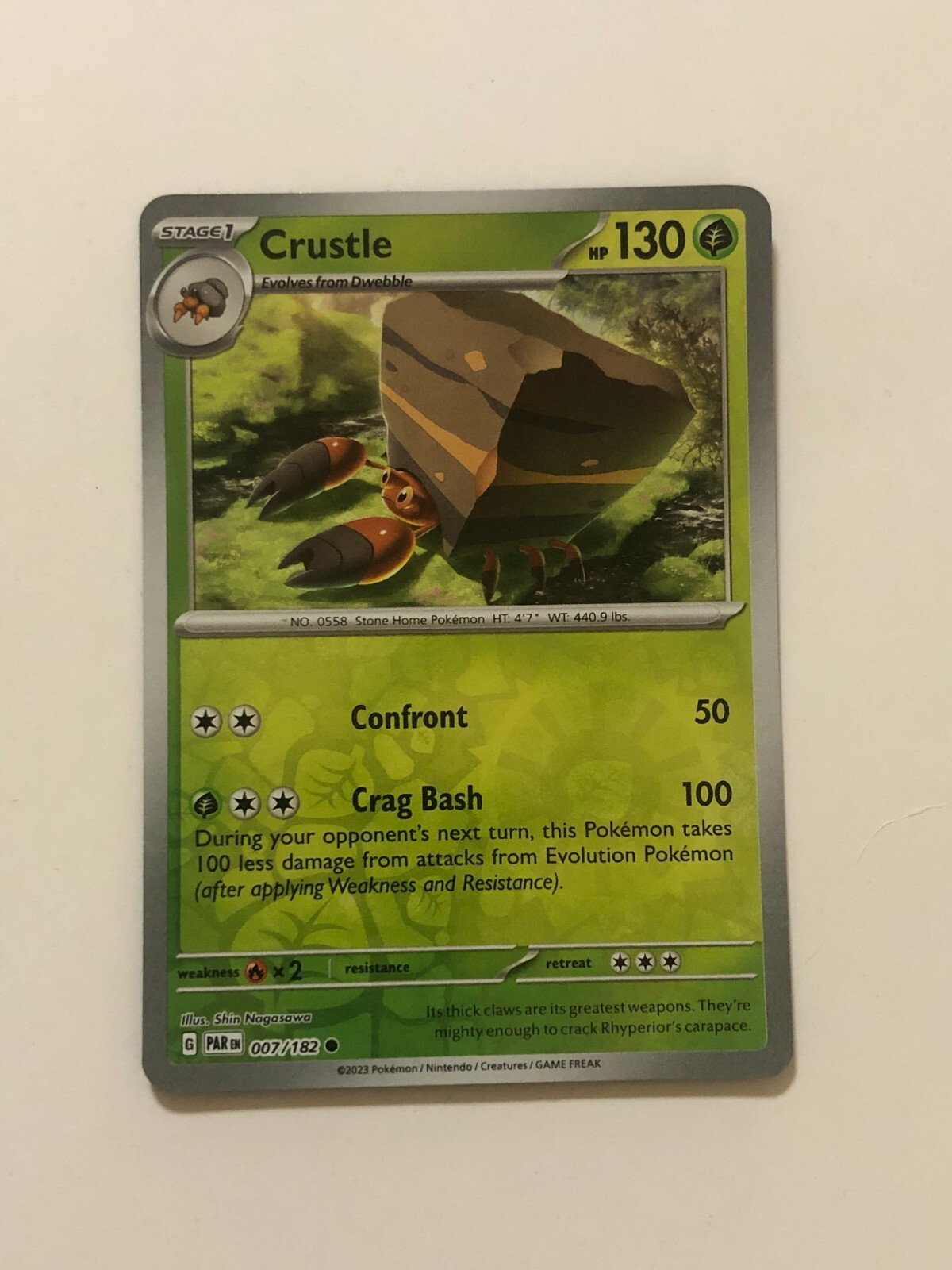 Pokemon Card Paradox Rift Reverse Holographic Crustle 007/182 Near Mint ...