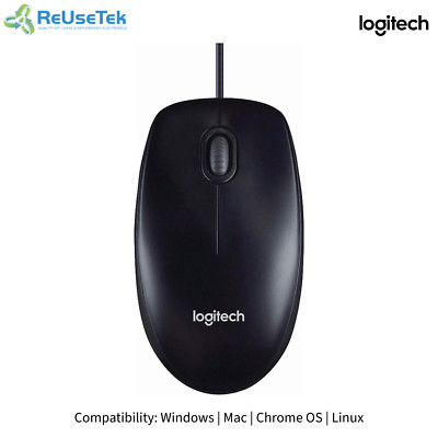 Logitech Mouse Wired M90 Black USB Windows Mac Chrome OS Cursor Optical ...