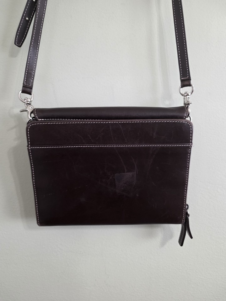 Unique Bag Levenger Genuine Leather & Suede Crossbody Purse Brown Bank ...