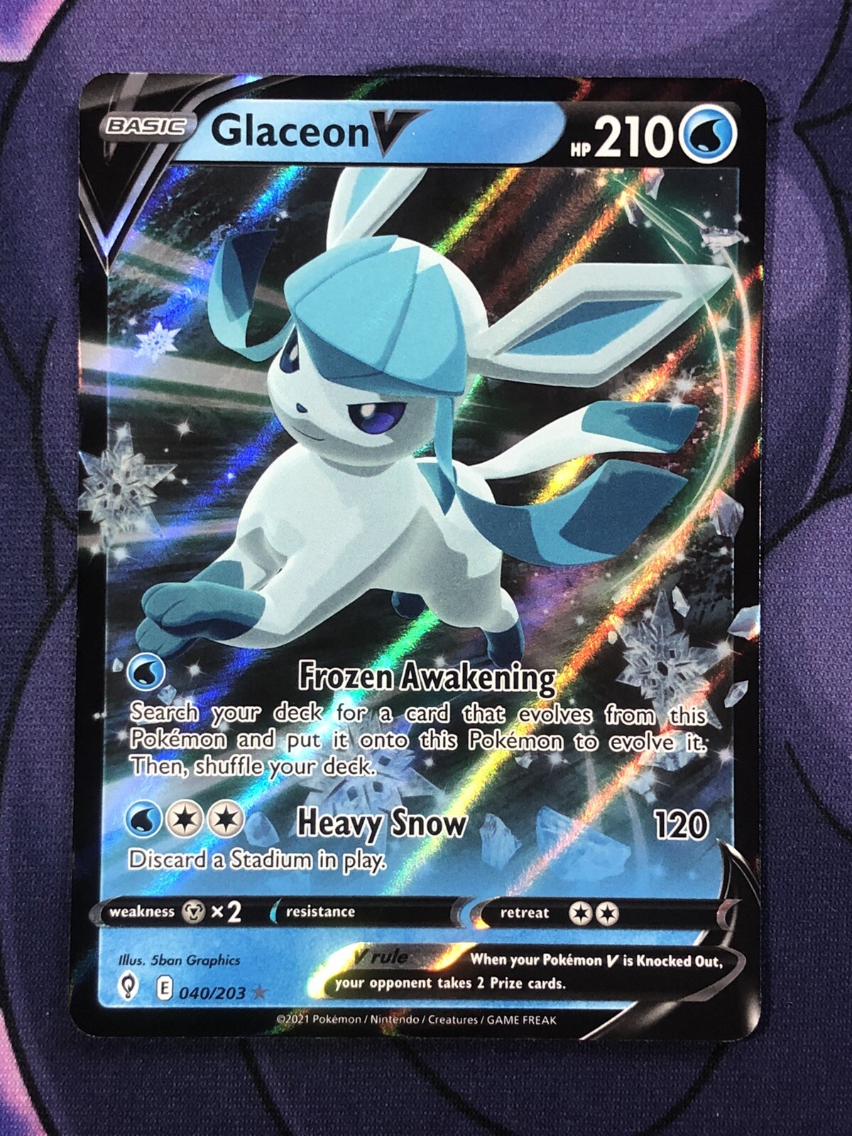 Glaceon V 040/203 Evolving Skies Full Art Ultra Rare Pokemon MINT PACK ...