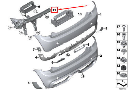 MINI COOPER F56 REAR RIGHT BUMPER GUIDE 51127411146 7411146 ORIGINAL NO ...