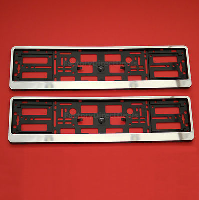 2x GLOSS CHROME Number Plate Surrounds Holders Frame for Private Reg ...