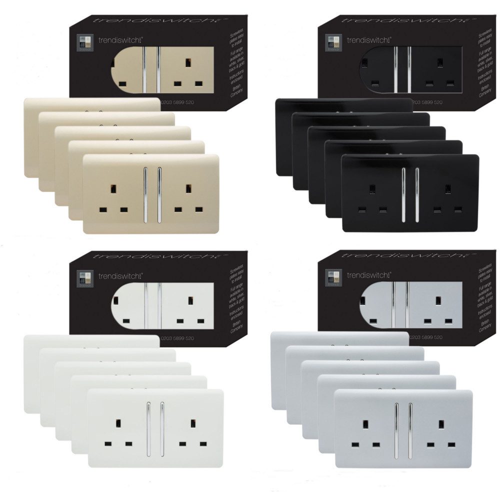 Trendi 2 Gang Artistic Modern Glossy 13A Switched Tactile Plug Socket ...