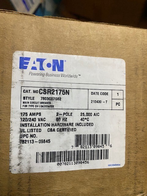 Eaton CSR2175N 175 Amp 240V 2 Pole Circuit Breaker (NEW) | eBay
