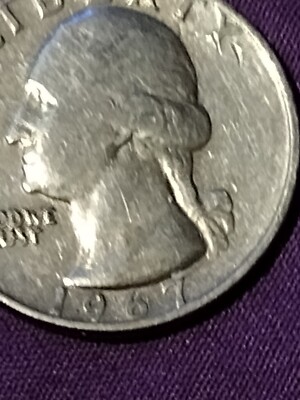 1967 Washington Quarter- No Mint Mark Letters and Date on Rim Mint ERR ...