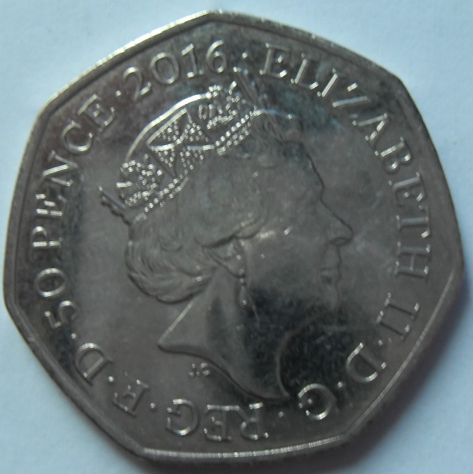 Beatrix Potter, Mrs Tiggy Winkel 50, Pence coin, year 2016, circulated ...