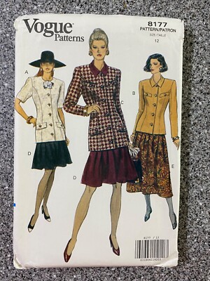 VTG Vogue Pattern 8177 - size 12 - UNCUT suit blazer jacket pleated ...