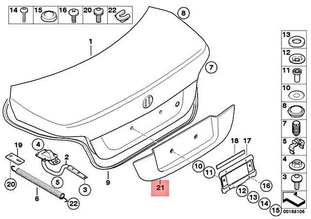 BMW E60 5 Series 2004-2007 M5 Genuine M Technik Trunk Lid Cover Primed ...