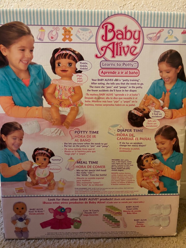 baby alive hasbro 2006 new , brown hair . Comes with toilet , food ...