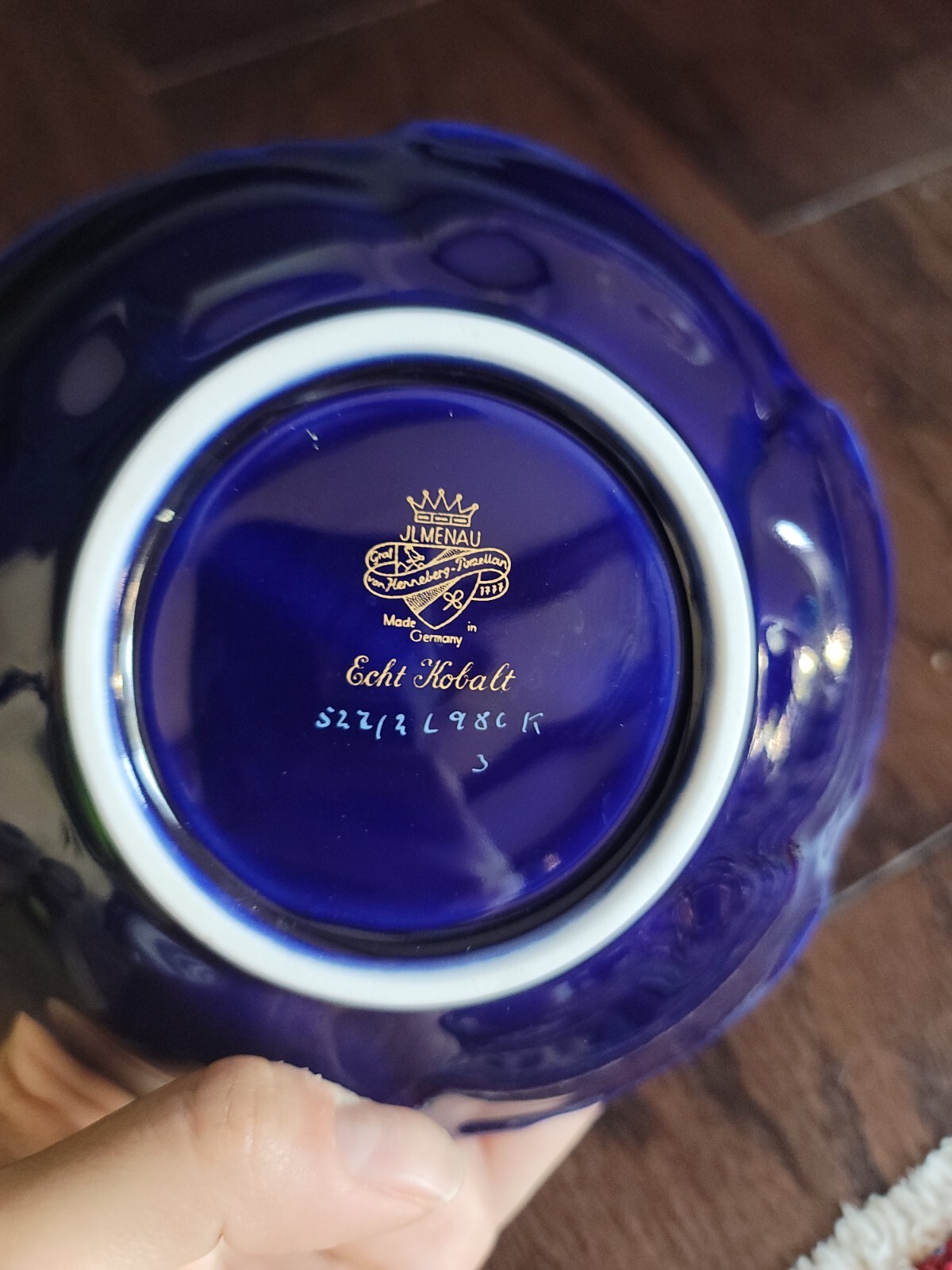 Vintage JLMENAU ECHT KOBALT Germany Cobal Blue FLORAL Center saucer ...