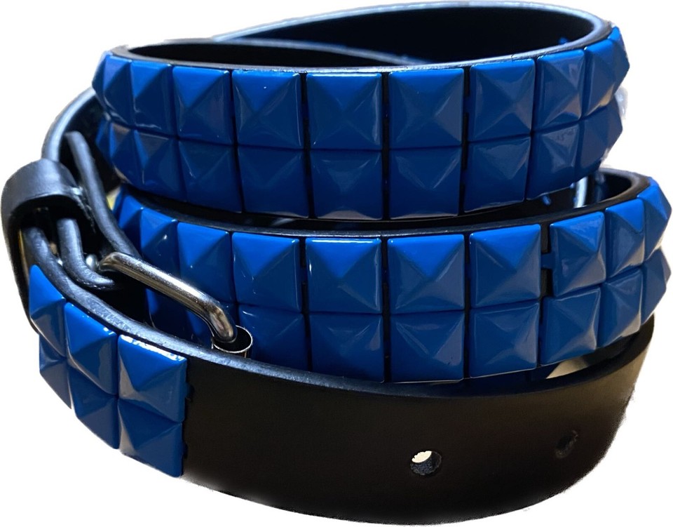 UNISEX Men/Women 2/3-Row Metal Pyramid Studded Belt Checker Punk Rock ...