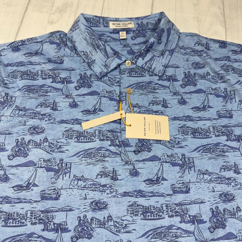 Peter Millar Polo Shirt XL Crown Sport Summer Comfort Blue Car Boat ...