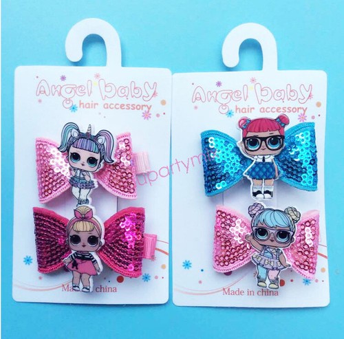 2 PCs LOL Set Surprise doll hair clip cartoon flash bow girls Hair ...