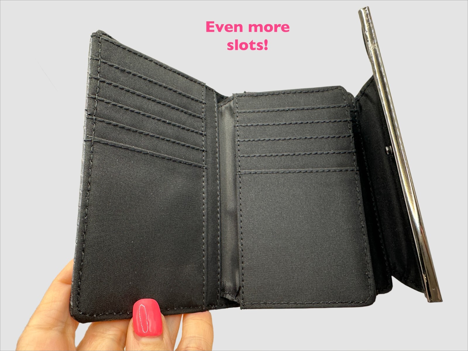 NWOT My Big Fat Wallet by Mundi Charcoal Black Tri Fold Womens | eBay