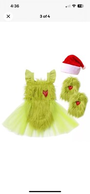 Baby Girl's Christmas Grinch Costume Baby Faux Fur Tulle Tutu Dress 0-9 ...