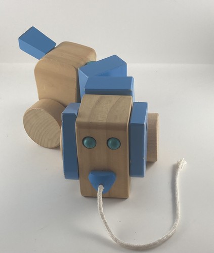 Wood Block Dog Pull Toy Blue And Brown. Good Condition, China | eBay