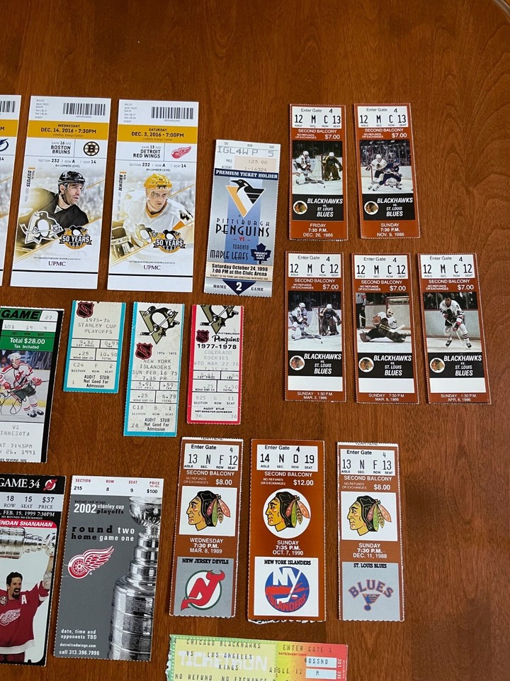 NHL TICKET & STUB LOT DEVILS PENGUINS RED WINGS BLACKHAWKS 1975 - 2017 ...