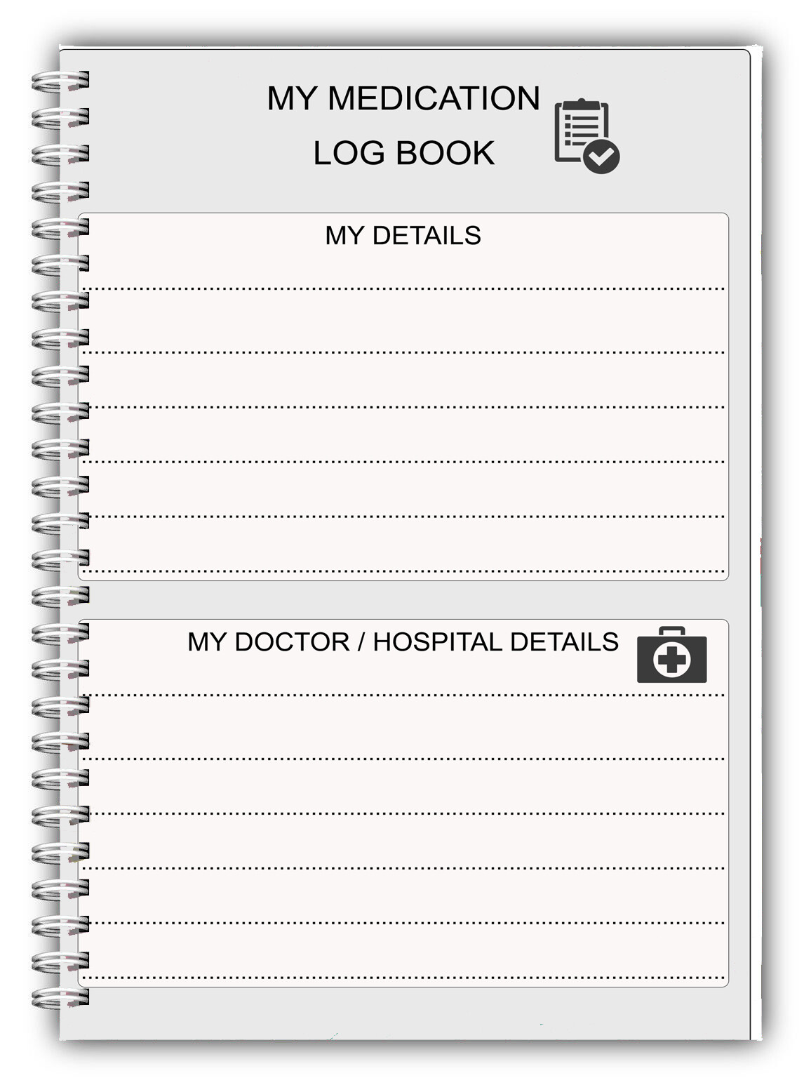 A5 PERSONALISED MEDICATION LOG BOOK DIARY PLANNER TEDDY RECORD BOOK 100 ...
