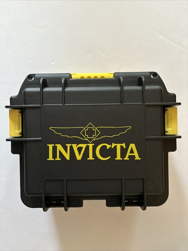 INVICTA Black Yellow 3-Panel Watch Safe Box Padded Collection Storage ...
