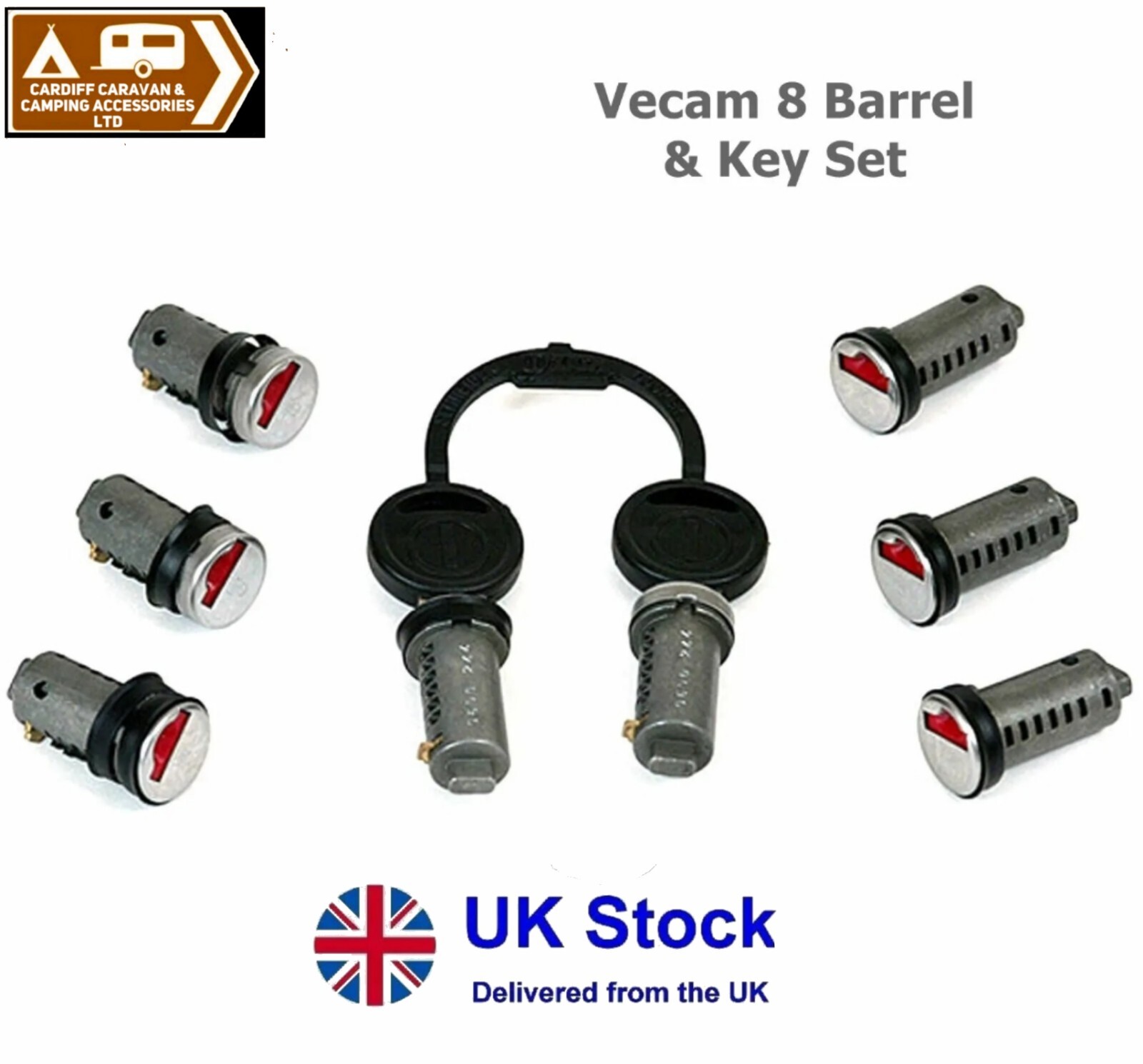 Zadi Vecam Caravan Motorhome Door Lock Short Tang Barrel Set of 8 + 2 ...