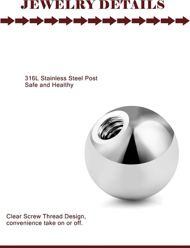 25Pcs 14G 16G Balls Internal Thread & Externally Threaded Surgical ...