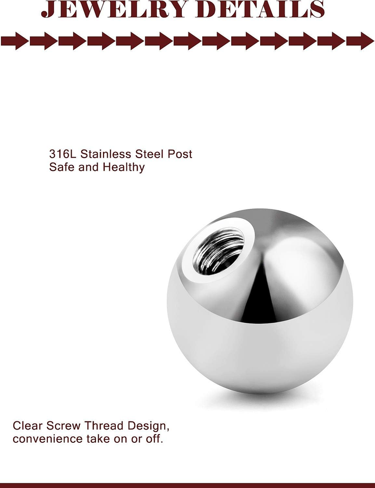 25Pcs 14G 16G Balls Internal Thread & Externally Threaded Surgical ...