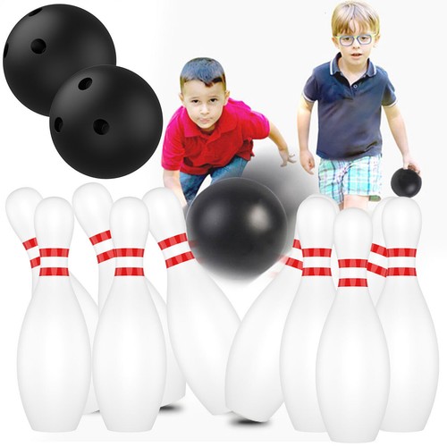 12x Kids Bowling Set 10 Classical White Pins 2 Balls Early Education ...