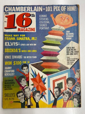 Vintage 16 Magazine Feb 1963 - Chamberlin, Frank Sinatra, Elvis | eBay