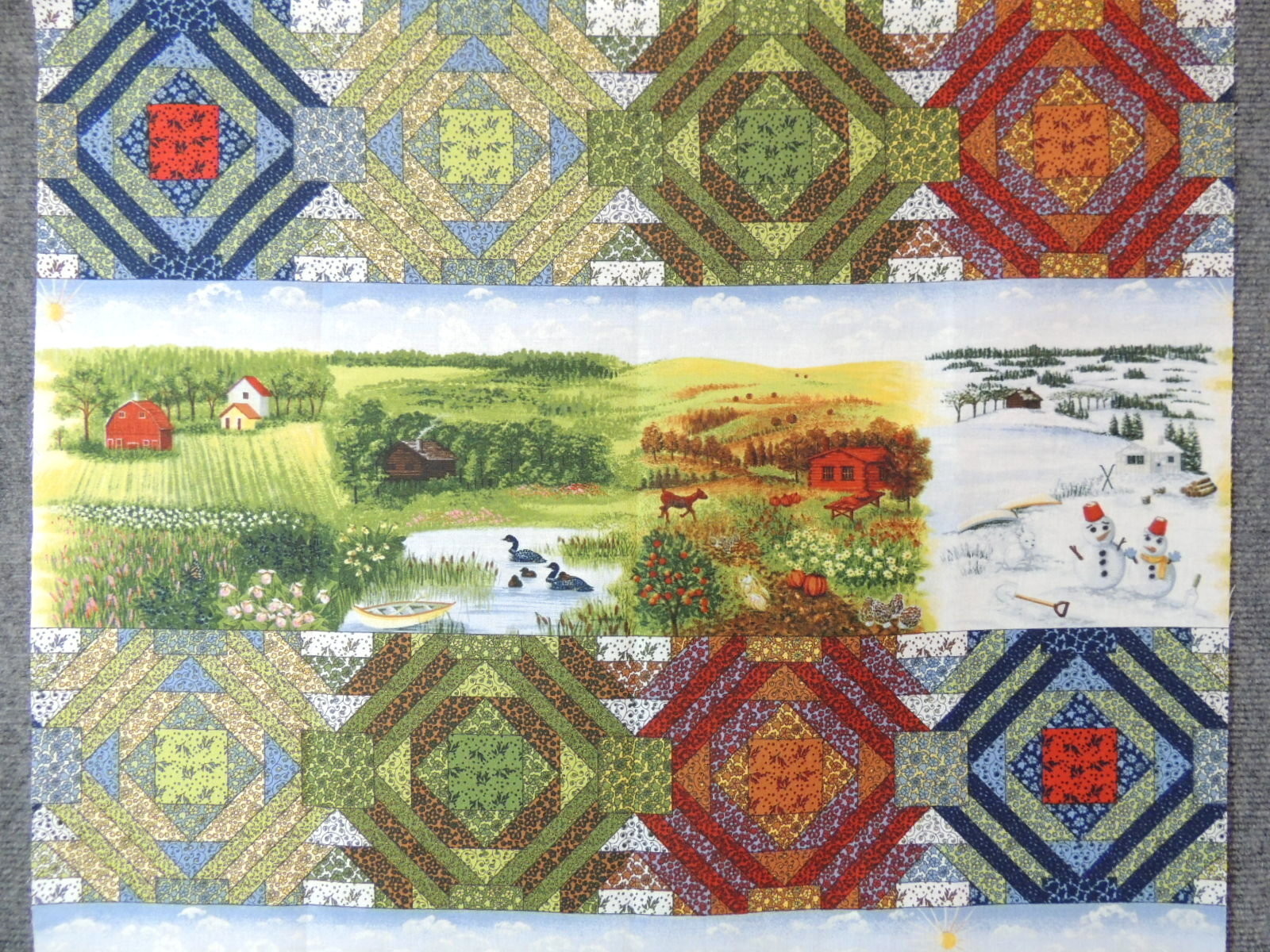 4 Seasons in the Country & Quilt Blocks Stripes Quilting Fabric by Yard ...
