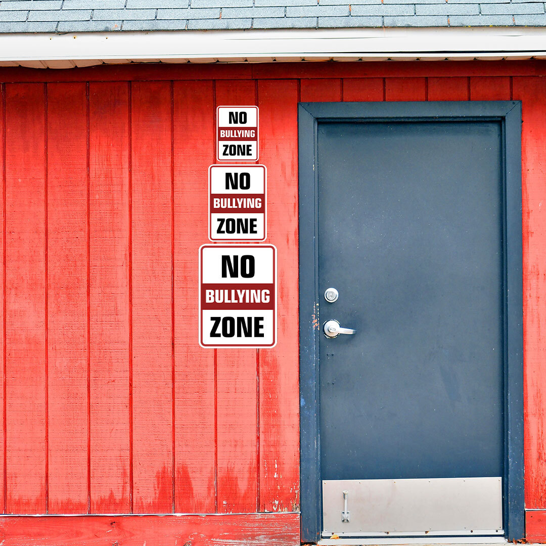 Portrait Round Plus No Bullying Zone Wall or Door Sign | Warning ...