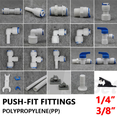 1/4" 3/8" Push Fit Pipe Fittings for RO Unit Water Filter Fridge Elbow ...