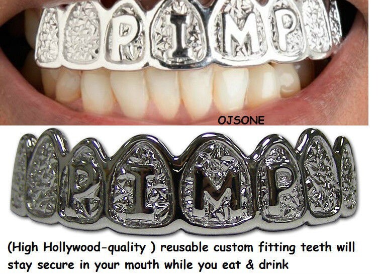 old school hip hop rapper Pimp Halloween Costume Grillz Fake Teeth ...