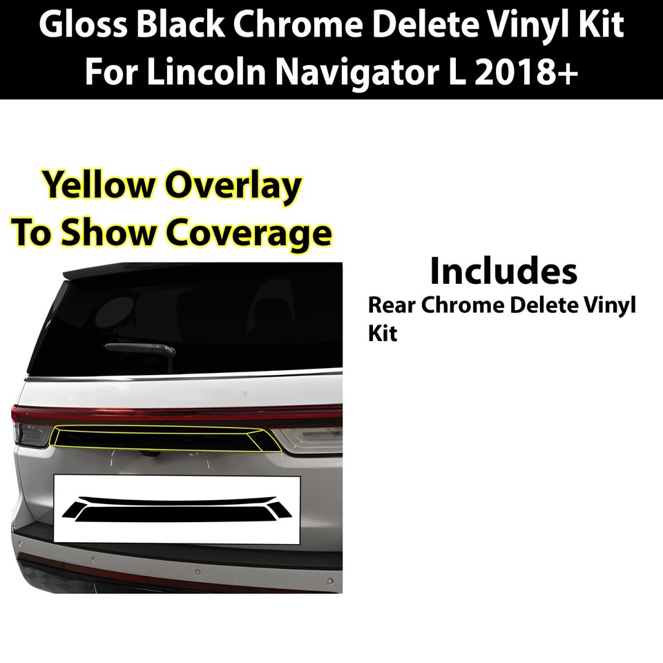 Fits Lincoln Navigator 2022-2024 Rear Chrome Delete Decal Blackout ...