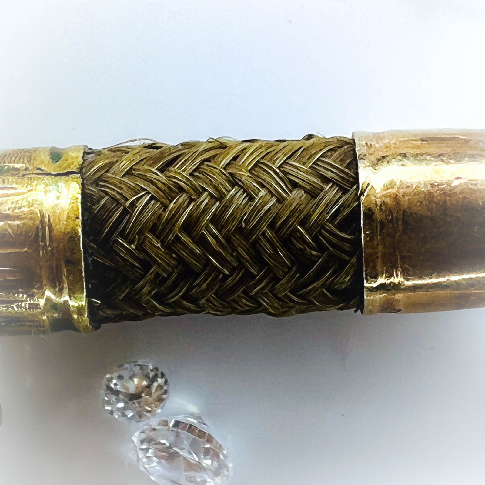 14k Gold Antique Georgian Era Woven Hair Cross Neckla… - Gem