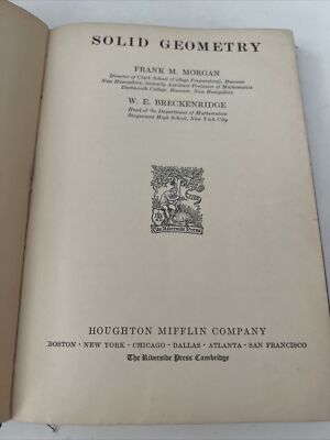 Solid Geometry Mathematics Hardcover Book by Frank M. Morgan 1934 | eBay