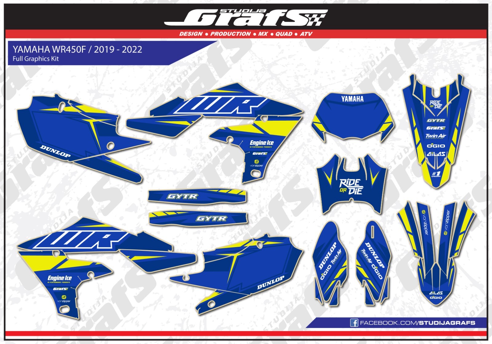 2019 2020 2021 2022 WR 450 F Graphics Kit YAMAHA WR450F WRF 450F Decals ...