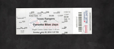 2014 Toronto Blue Jays Ticket Stub Rogers Centre vs Texas Rangers #2 | eBay