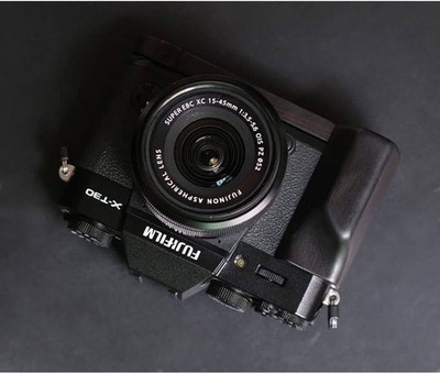 Ebony metal grip for FUJIFILM XT30 II, bottom opening, battery ...