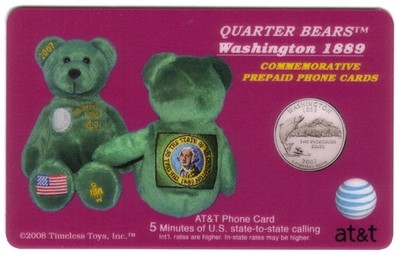 5m Washington (#42) State Quarter Bears: Bean Bag Toy, Coin, Flag Phone ...
