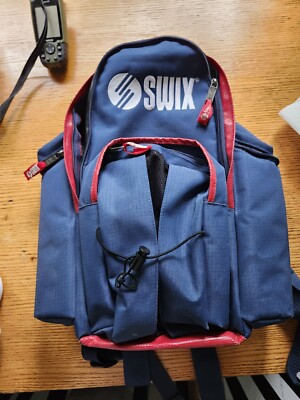 Vintage SWIX Backpack Small Bag Ski Wax Navy Blue Rucksack 16 1/2" x 14 ...