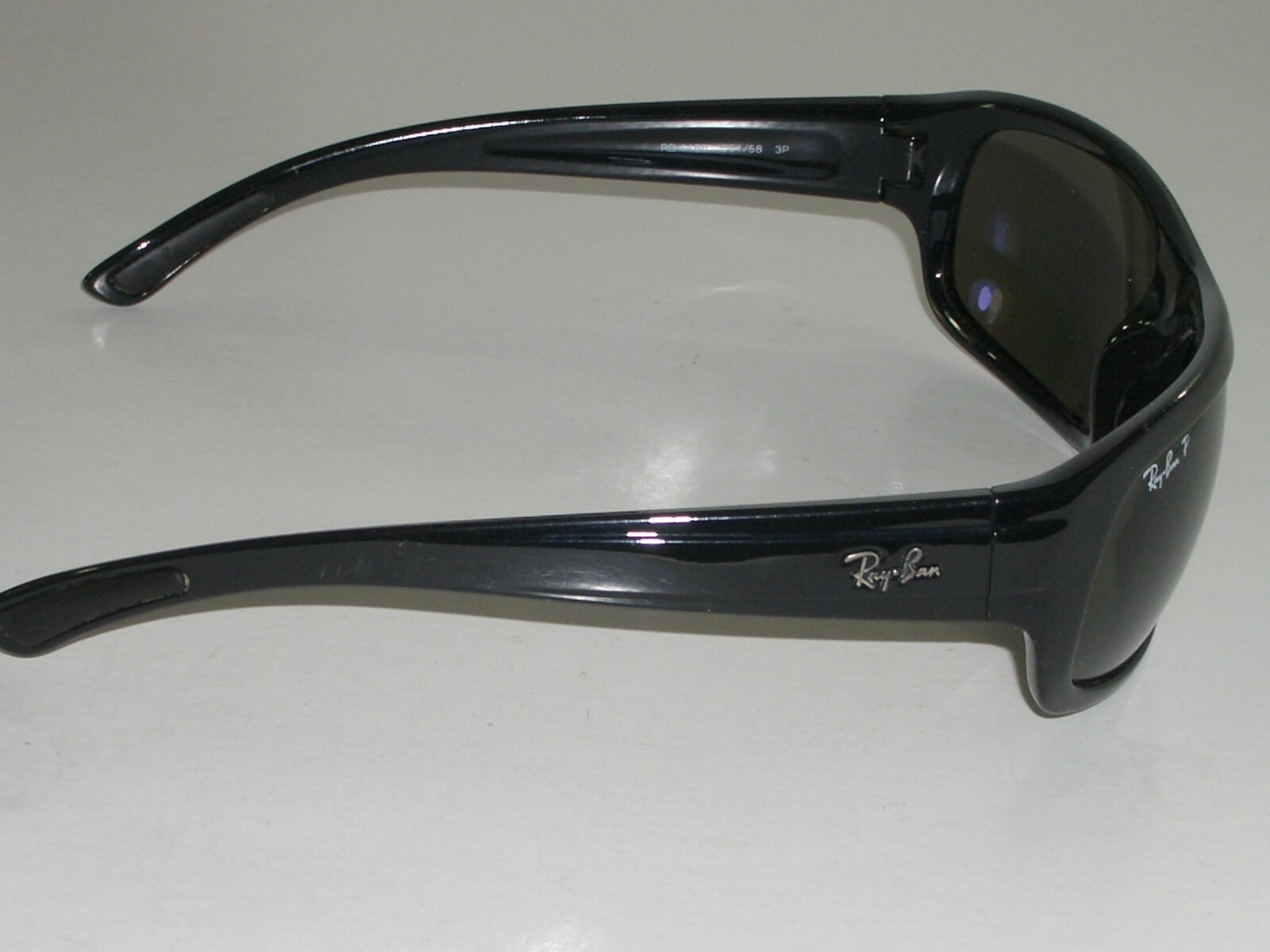 Ray Ban RB4166 601/58 3p Thick Shiny Black Polarized Lens Wrap ...