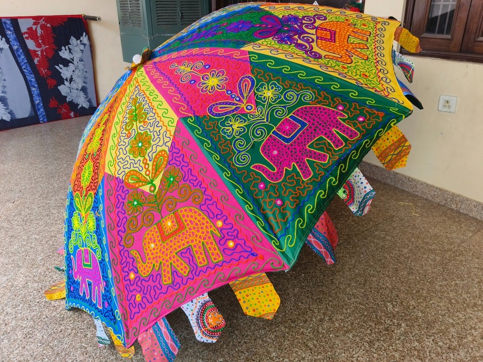 Handicrafted Embroidered Garden Outdoor Umbrella, Beach Umbrella, Patio ...